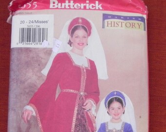 Butterick 5655 Renaissance Noble Woman Dress Period Costume Plus Size ...