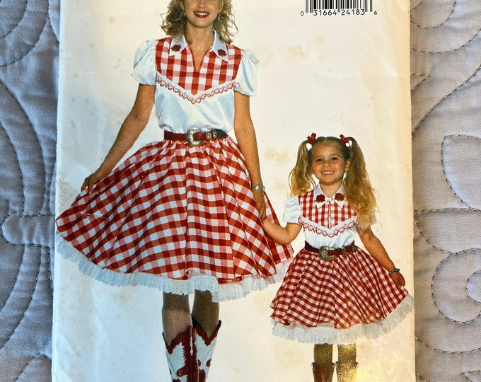 Butterick 4656 Mother Daughter Women Girl Square Dance Western Costume ...