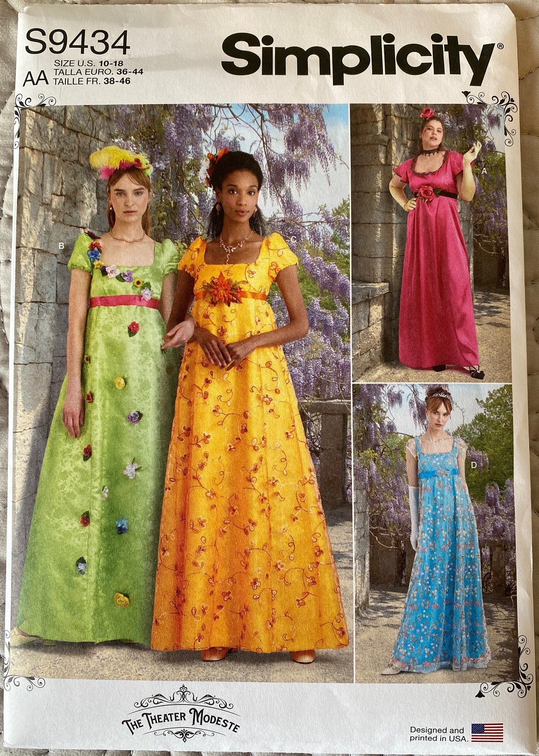 Simplicity 9434 Regency Era Style Dress Sewing Pattern Sz 10 - 18 ...