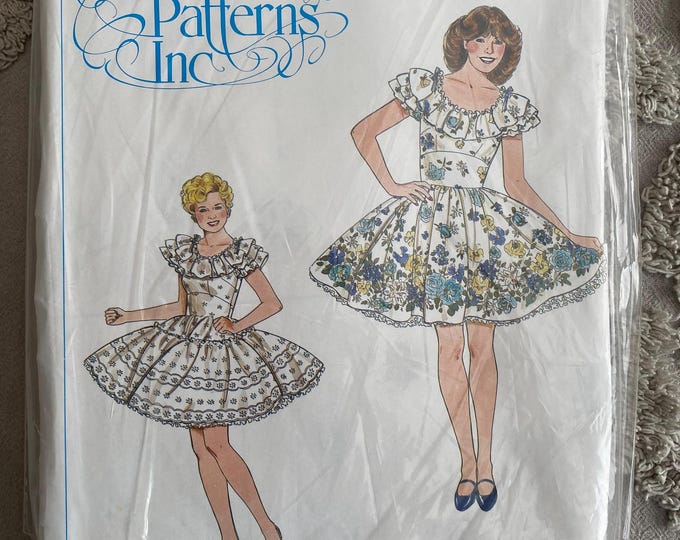 Square Dance Dress Pattern for Border Prints Sizes 12 14 16 Vintage ...