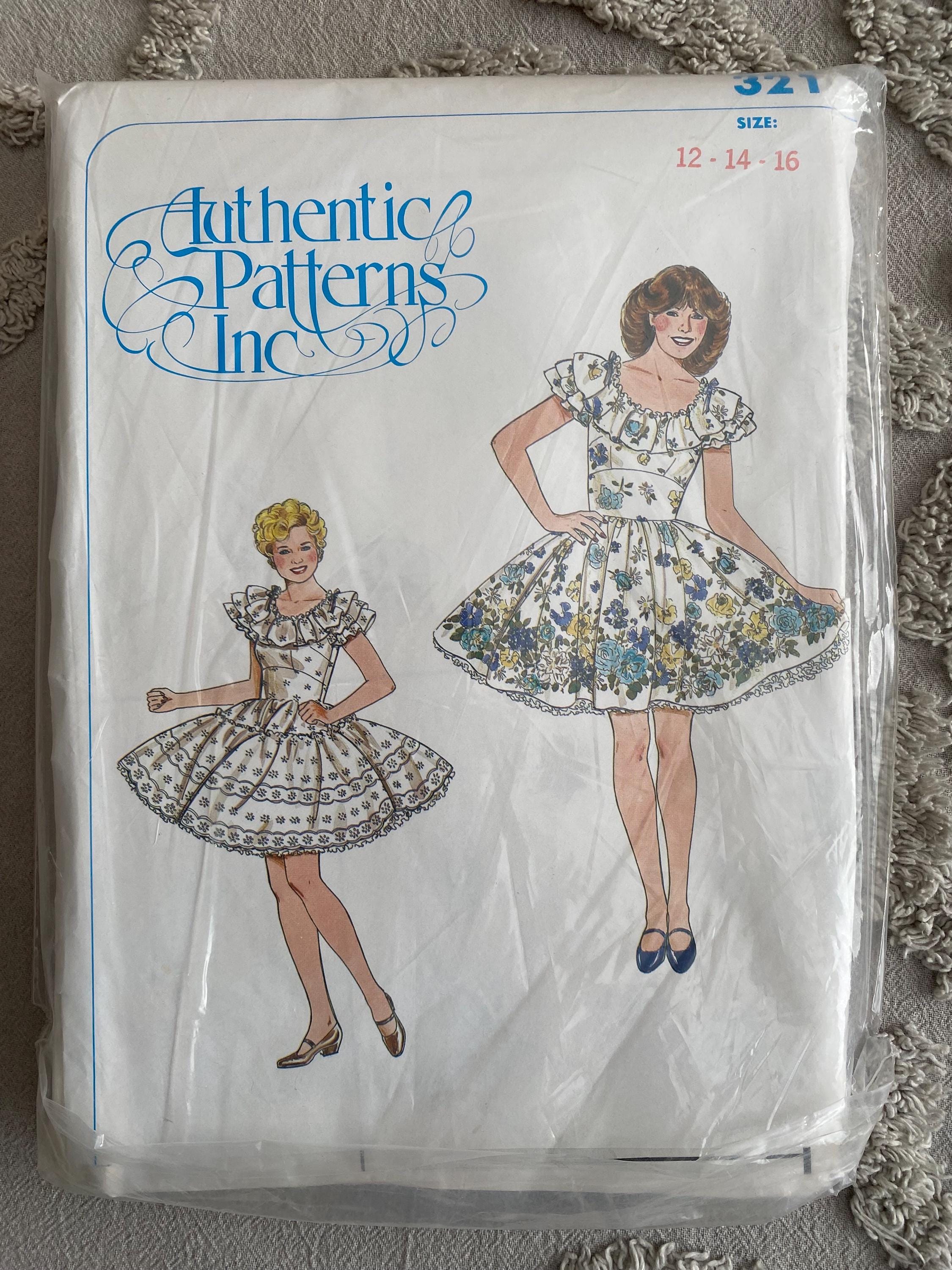 Square Dance Dress Pattern for Border Prints Sizes 12 14 16 Vintage ...