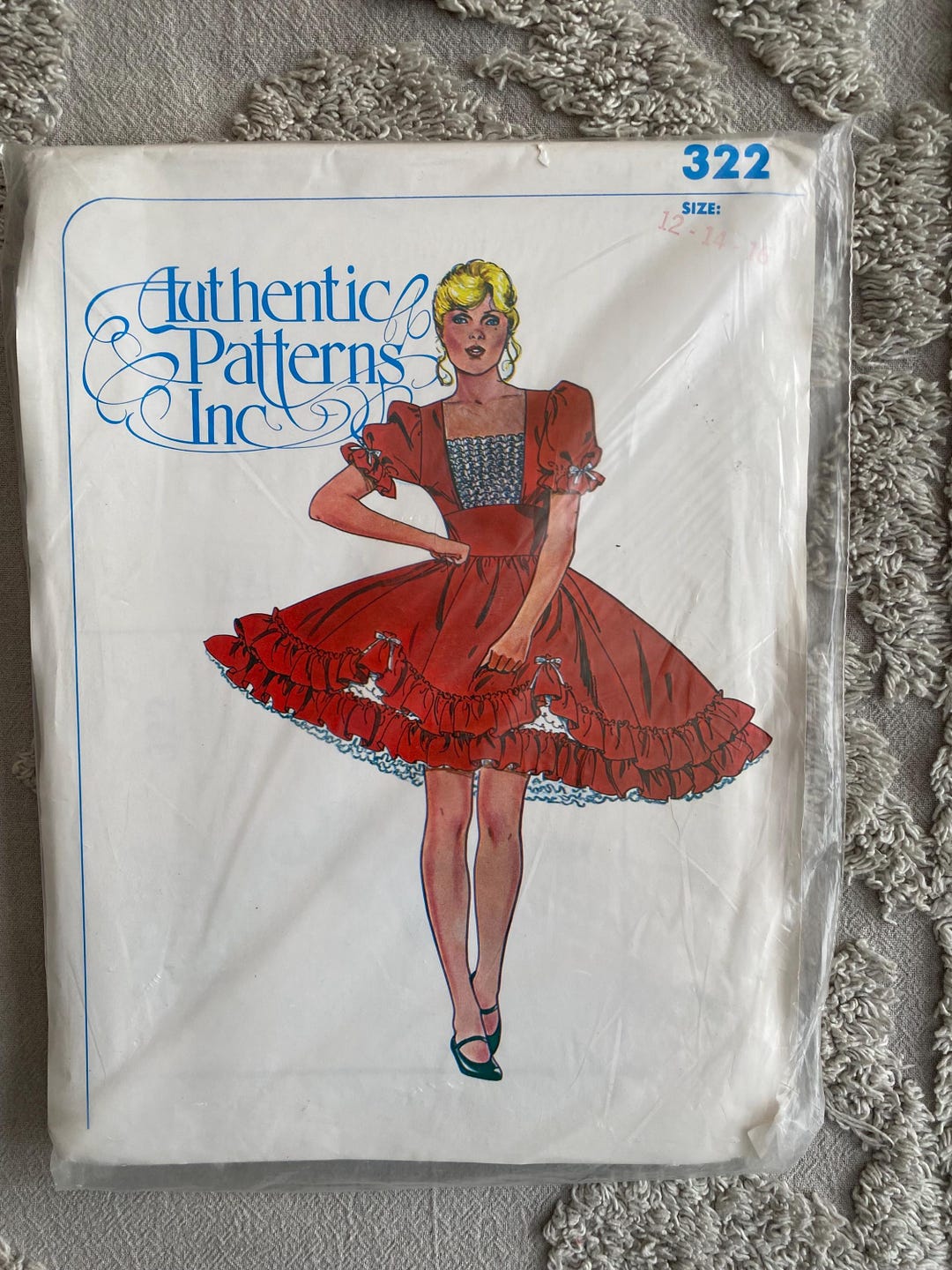 Square Dance Dress Sewing Pattern Sizes 12 14 16 Ruffle Bodice Puff ...