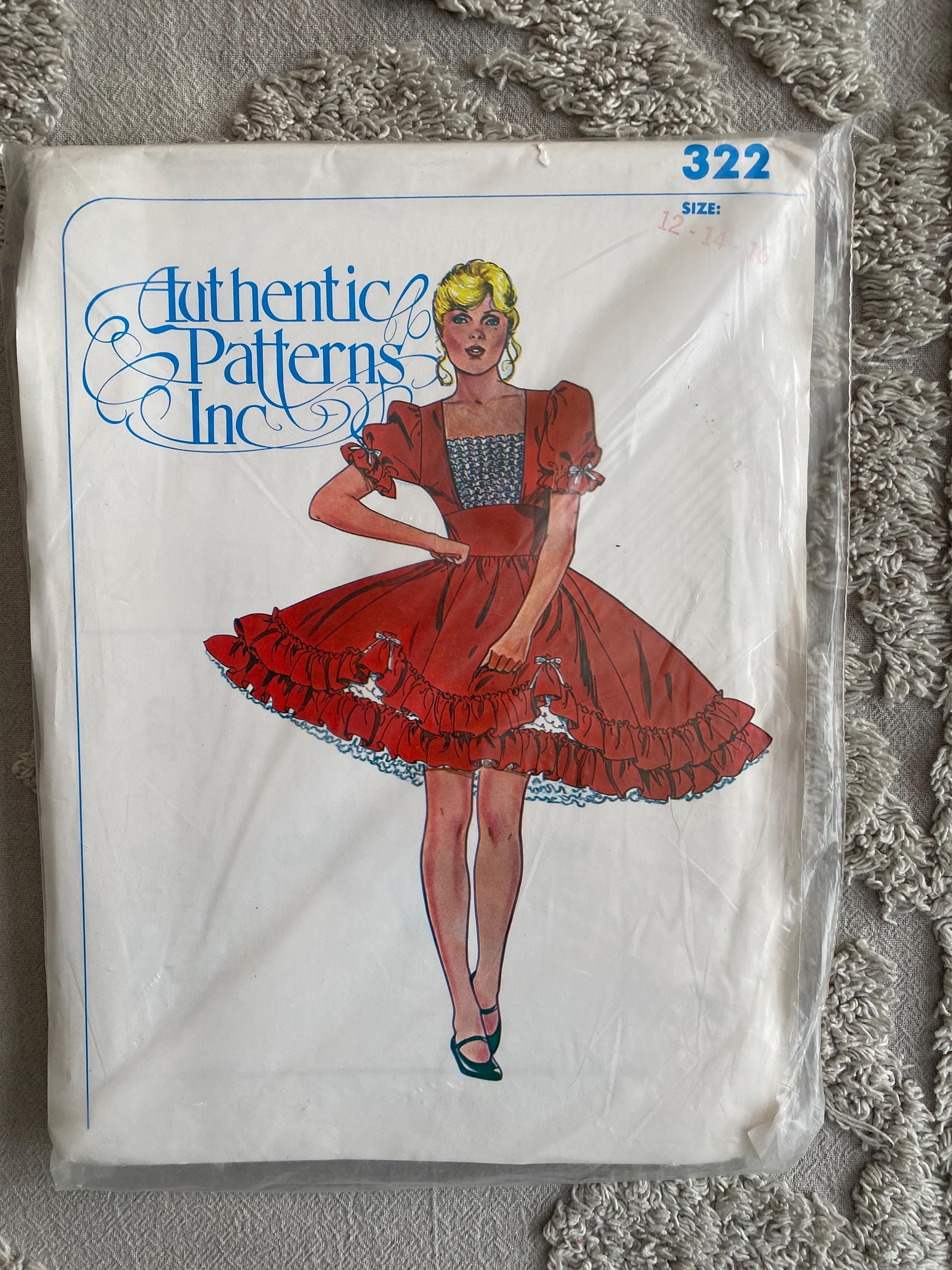 Square Dance Dress Sewing Pattern Sizes 12 14 16 Ruffle Bodice Puff ...
