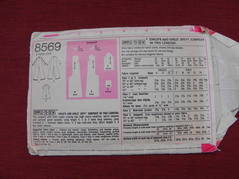 Vintage 1969 Simplicity 8569 Pattern Groovy Jiffy Jumpsuit | Etsy