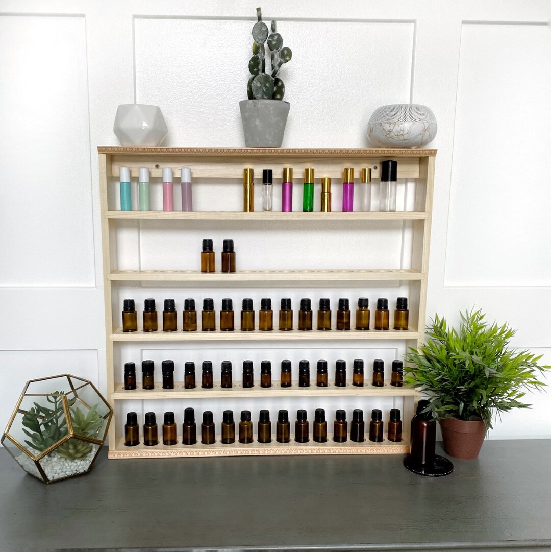 Essential Oil Storage Shelf Hanging Wood Oil Shelf Essential Oil ...