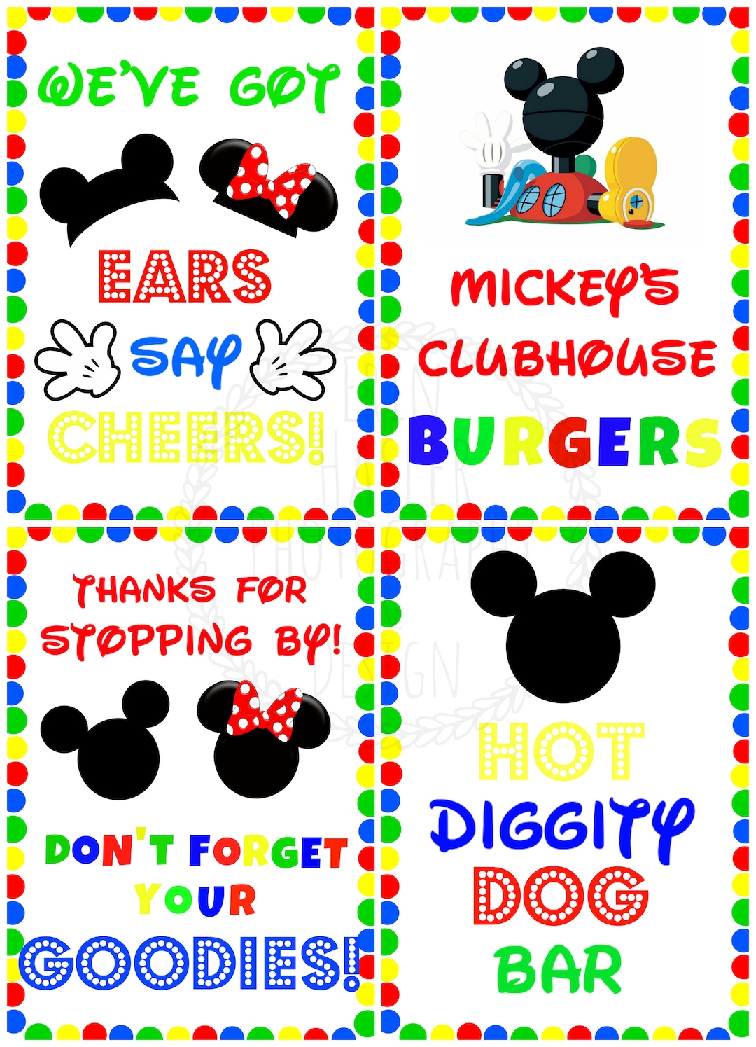 Mickey Mouse Birthday Party Signs - Digital Files, Printable - Etsy