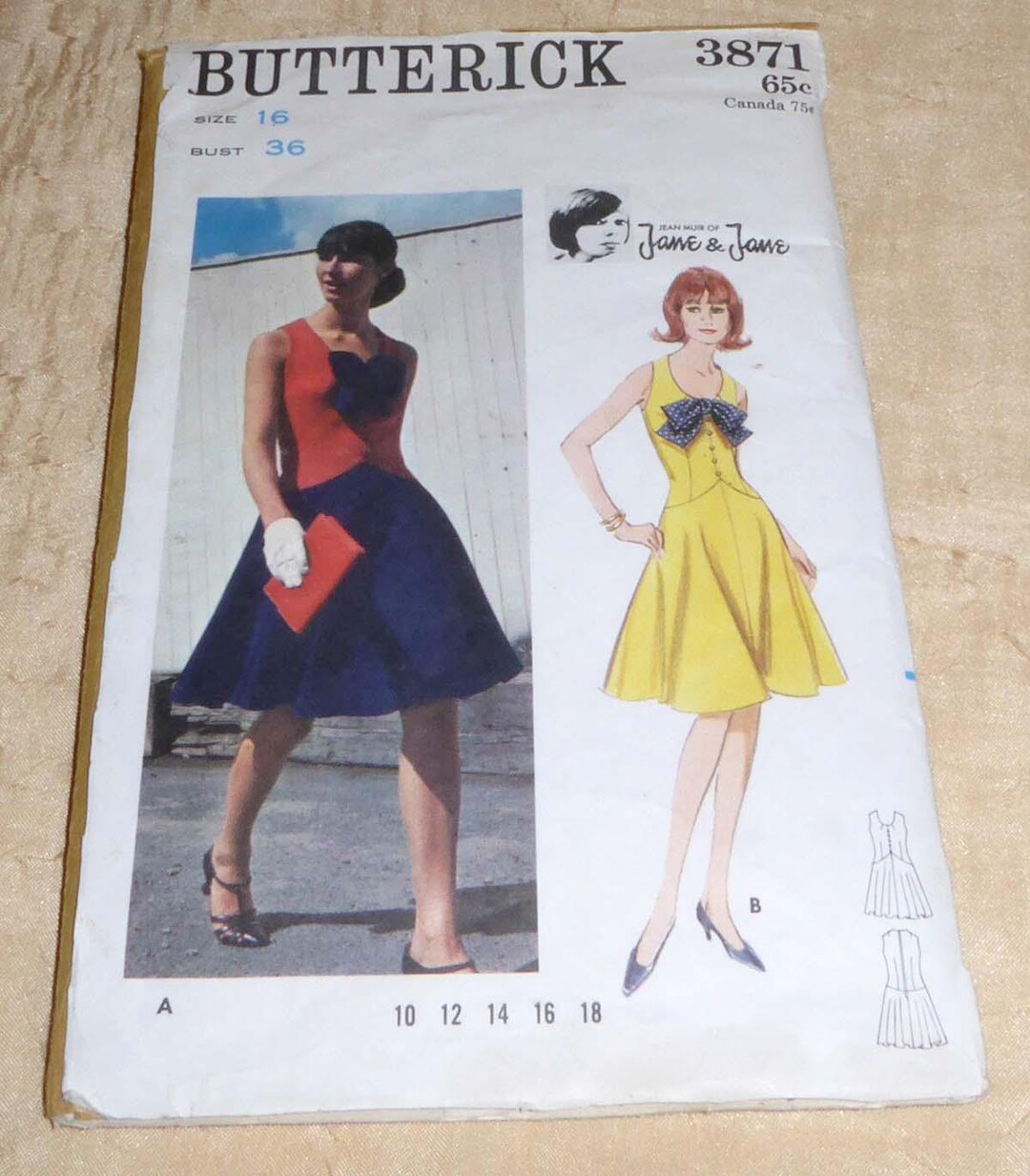 Vintage Jean Muir Summer Dress Design ~ 1960's Butterick Pattern ~ Sz ...