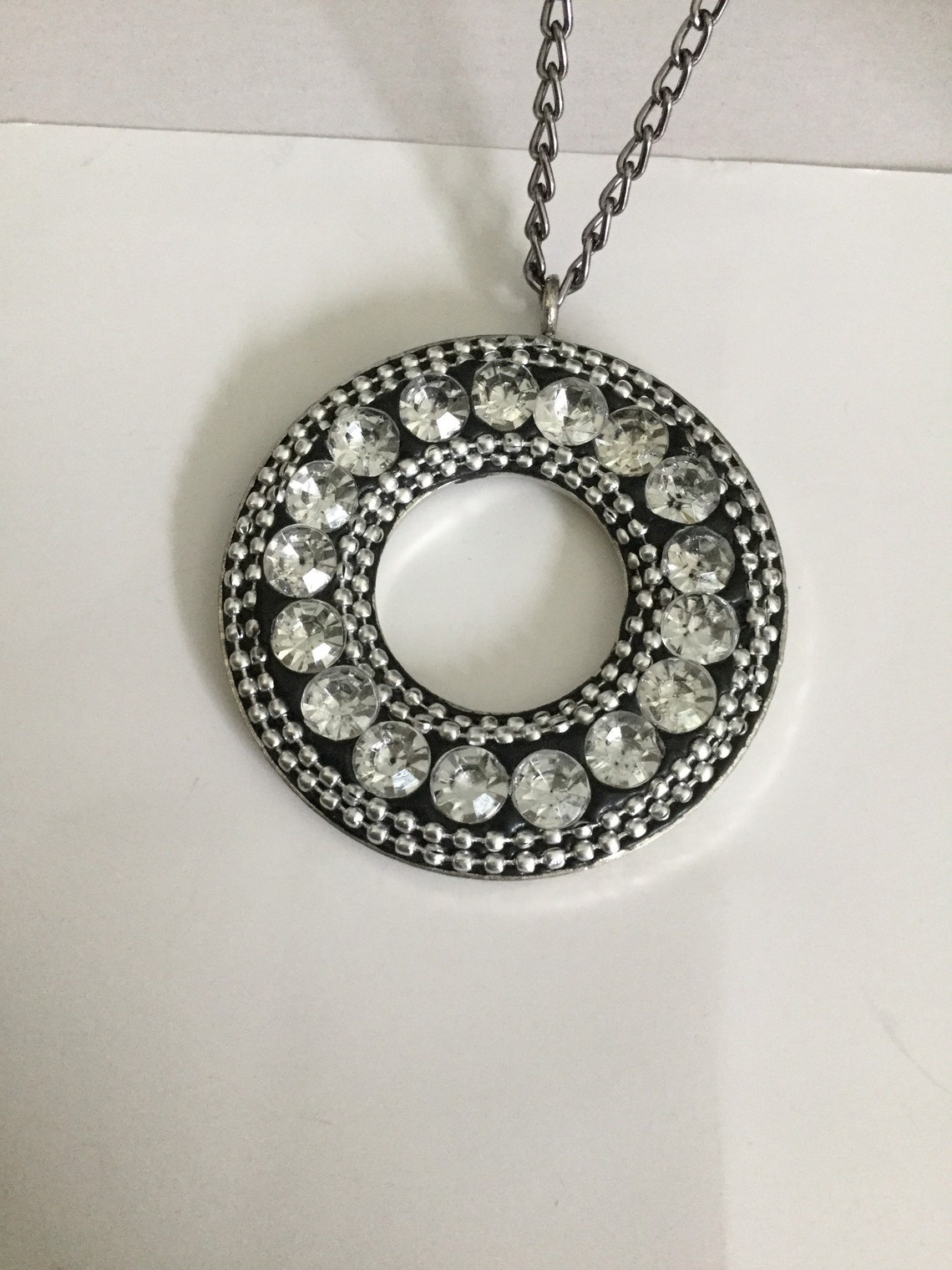 Crystal Medallion Long Pendant - Etsy