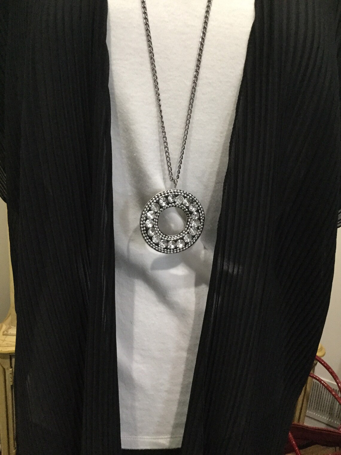 Crystal Medallion Long Pendant - Etsy