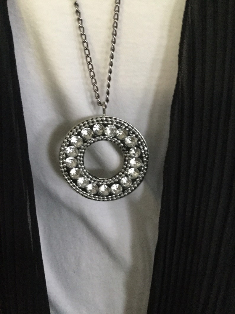 Crystal Medallion Long Pendant - Etsy