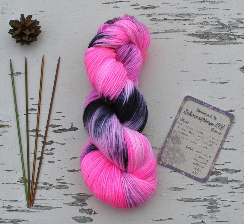 Bright Pink Sock Yarn, Self Striping Hand Painted Yarn, Nylon Sock Yarn ...