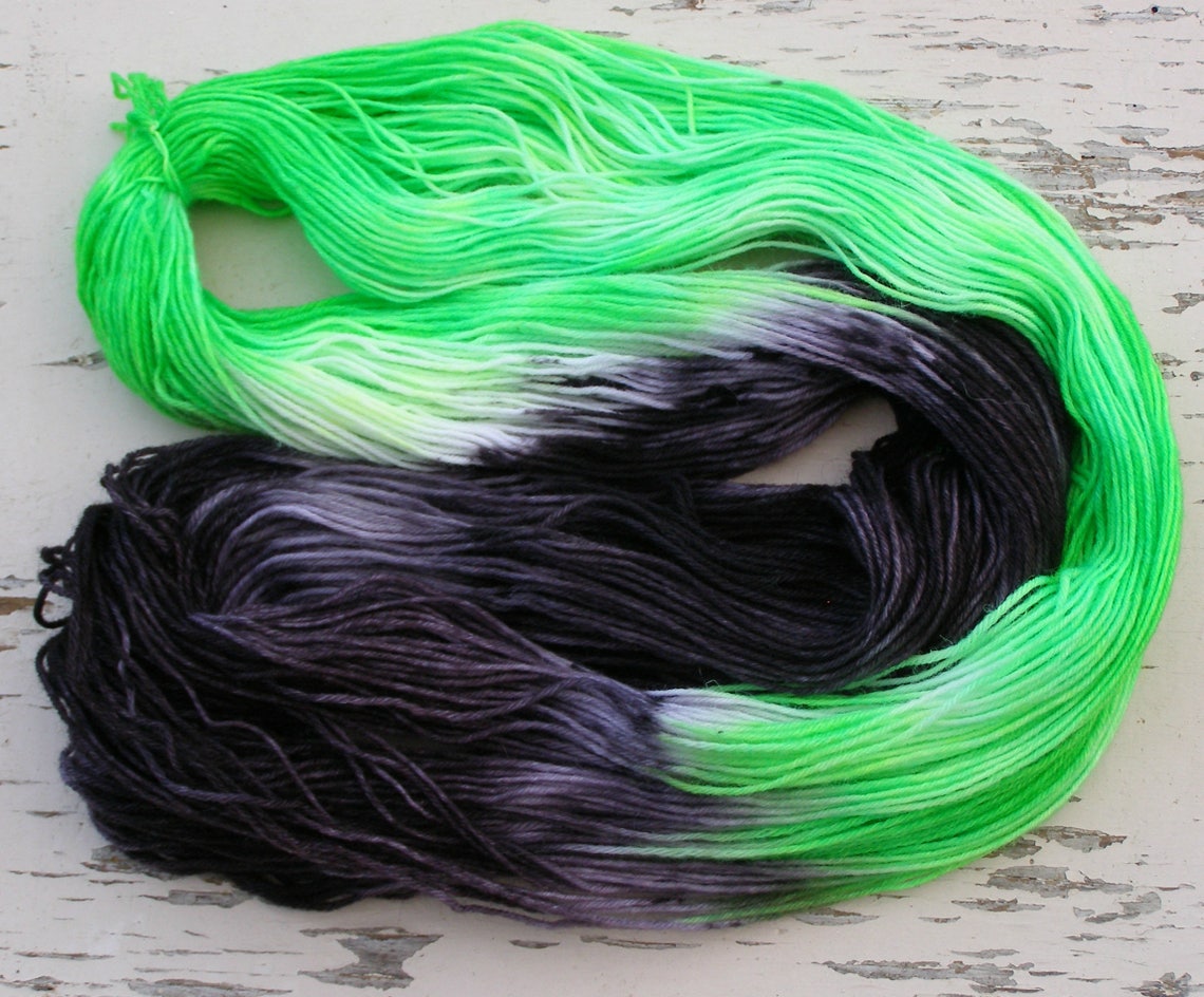 Bright Green Sock Yarn DK 8 Ply Yarn Self Striping Hand Dyed - Etsy