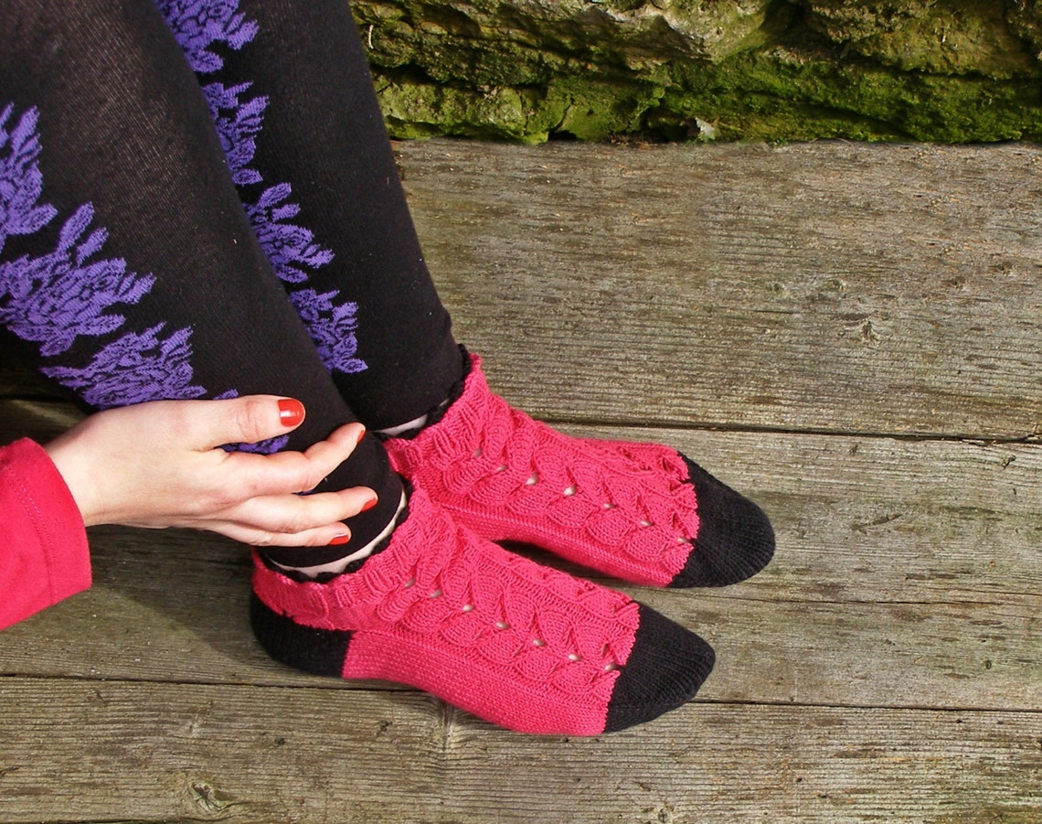Pink Short Sneaker Socks Vegan Ankle Socks Fuchsia Knitted - Etsy