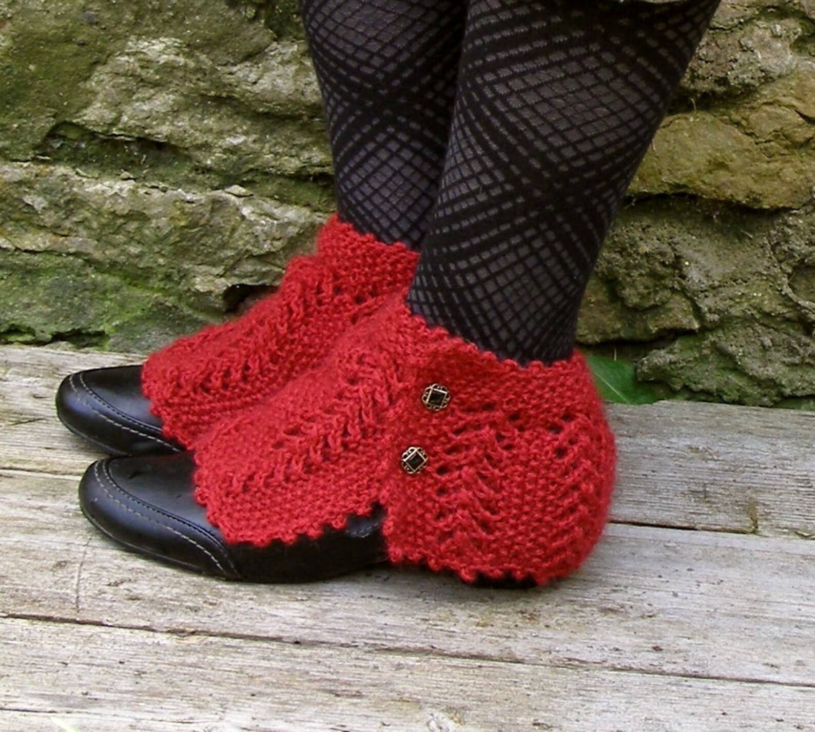Elegant Knit Shoe Spats, Red Wool Ankle Warmers, Unique Gift for Women ...