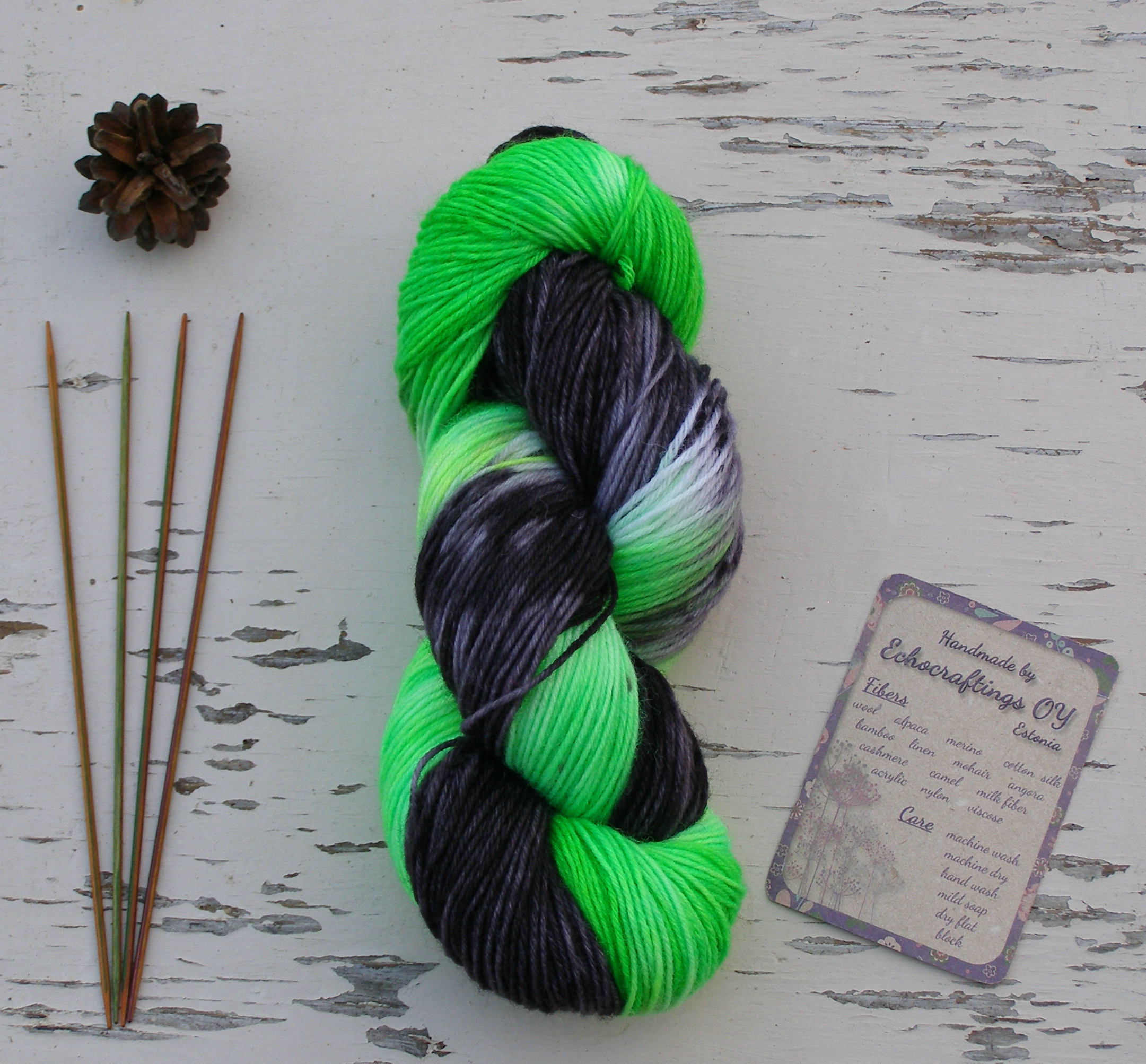 Bright Green Sock Yarn DK 8 Ply Yarn Self Striping Hand Dyed - Etsy