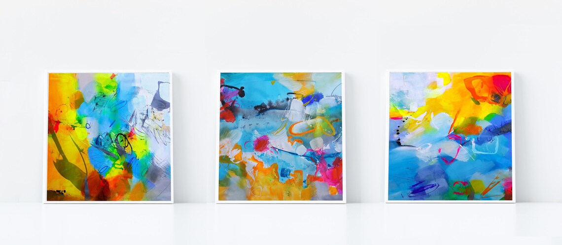 Triptych Art Original Abstract Acrylic Painting Modern Art - Etsy