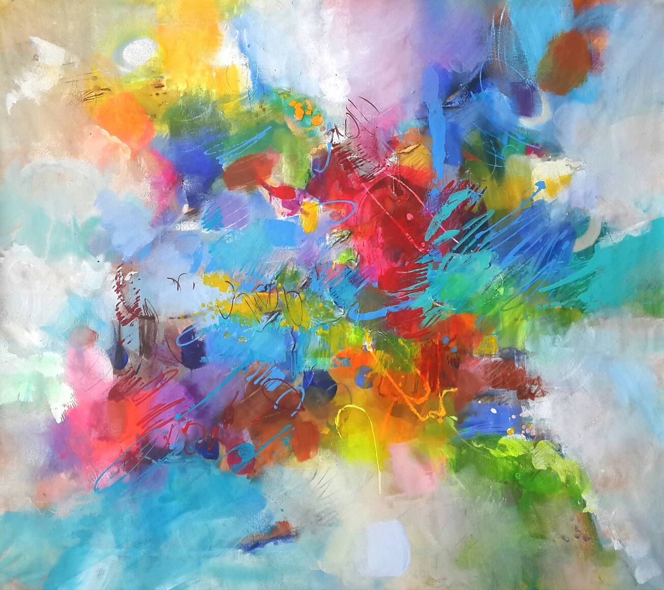 Abstract Art Print Canvas, Painting Living Room Large, Large Wall Art ...