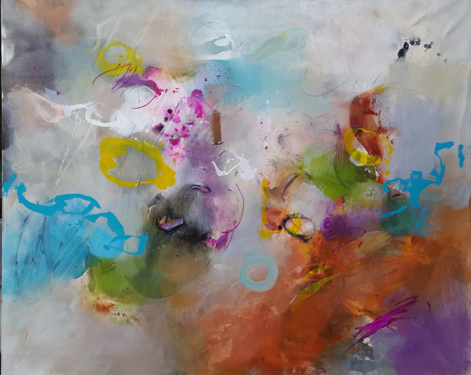 Abstract Art Print Canvas, Painting Living Room Large, Large Wall Art ...