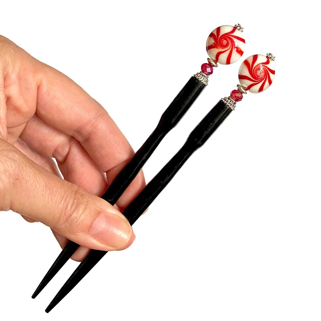 Peppermint Candy Hair Sticks: Holiday Y2K Hair Accessory (set of 2) - Etsy