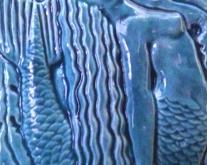 4"handmade Celtic Mermaid Ceramic Bas Relief Tile in Crackle Apple ...
