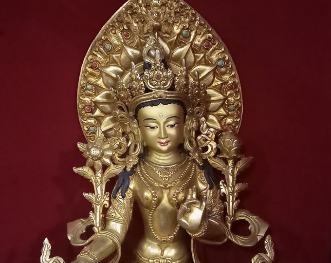 Green Tara Buddha Statue Full Gold Tibetan Handmade in Nepal - Etsy