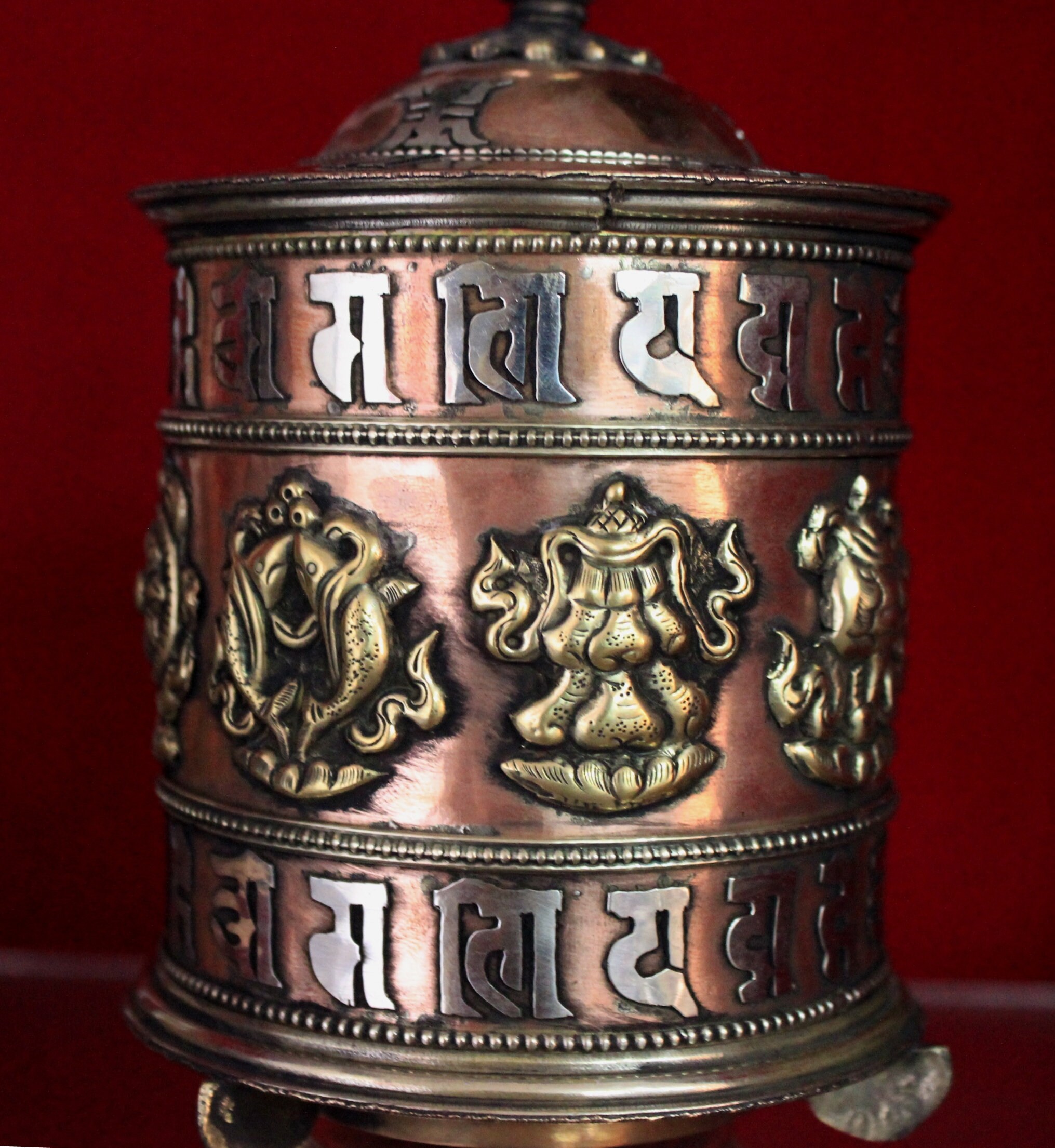 Ocho auspicioso Asta Mangala Om Mantra Rueda de Oración de - Etsy España