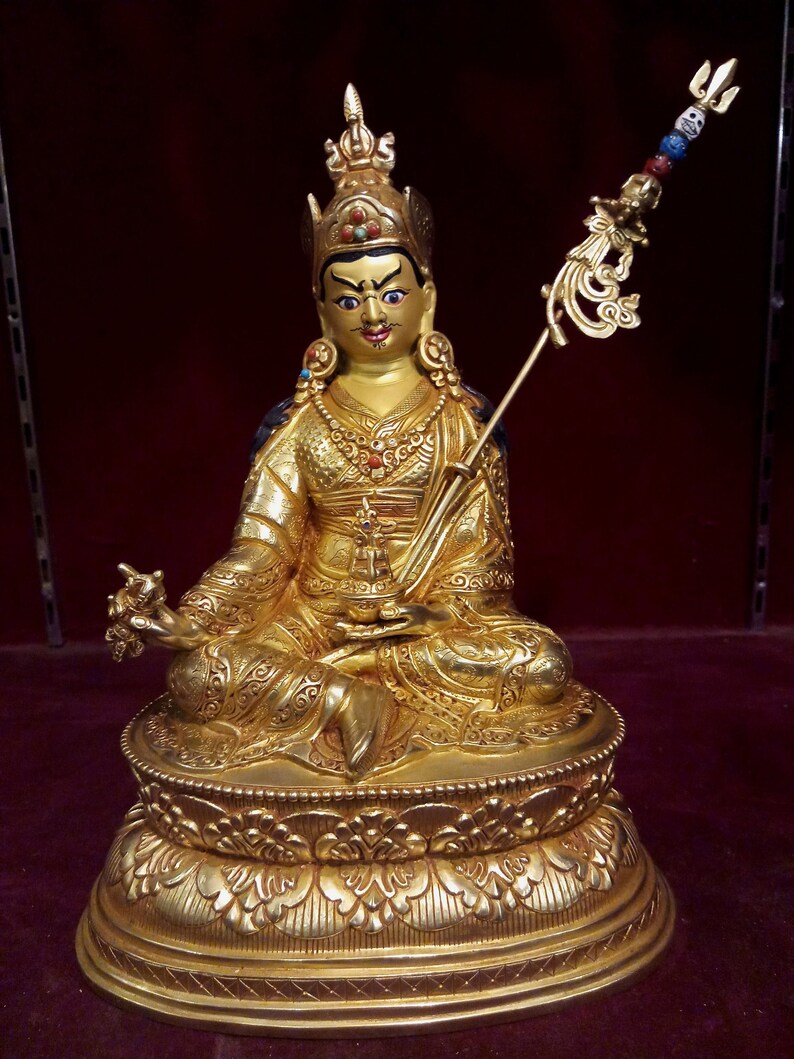 Padmasambhav Guru Rimpoche Statue Full Gold Tibetan Handmade - Etsy