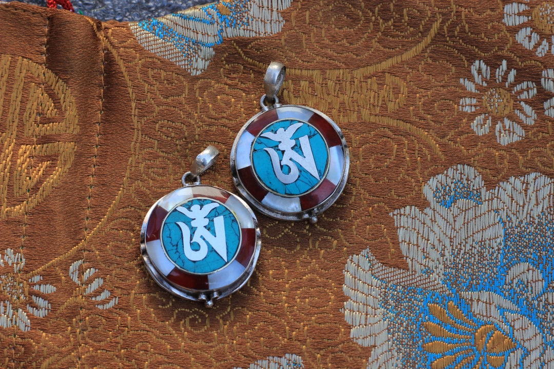 Tibetan Om Mantra Pendant Bundle of 2 Sterling Silver Nepal - Etsy