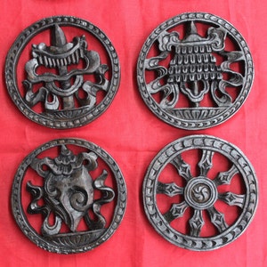 Wooden Asthamangal/ Eight Auspicious Sign Wall Hanging Hand Carved in ...