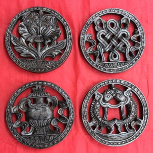 Wooden Asthamangal/ Eight Auspicious Sign Wall Hanging Hand Carved in ...