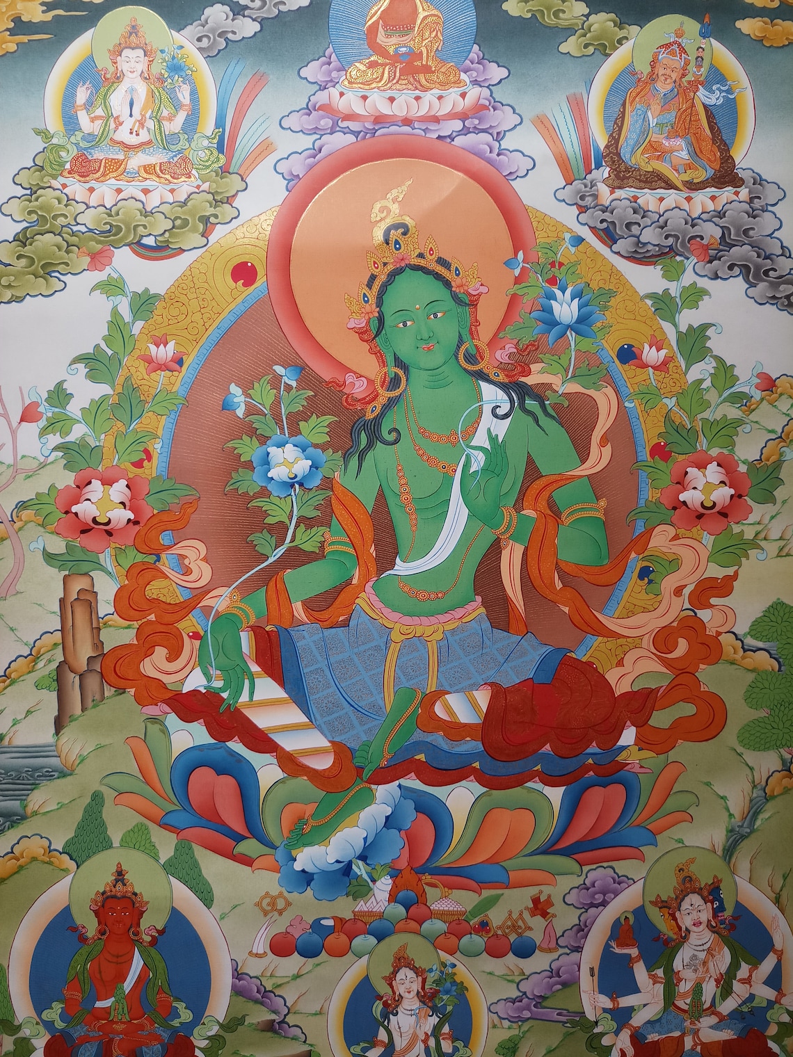 Green Tara Thangka Painting Wall Art Decor for Home | Etsy