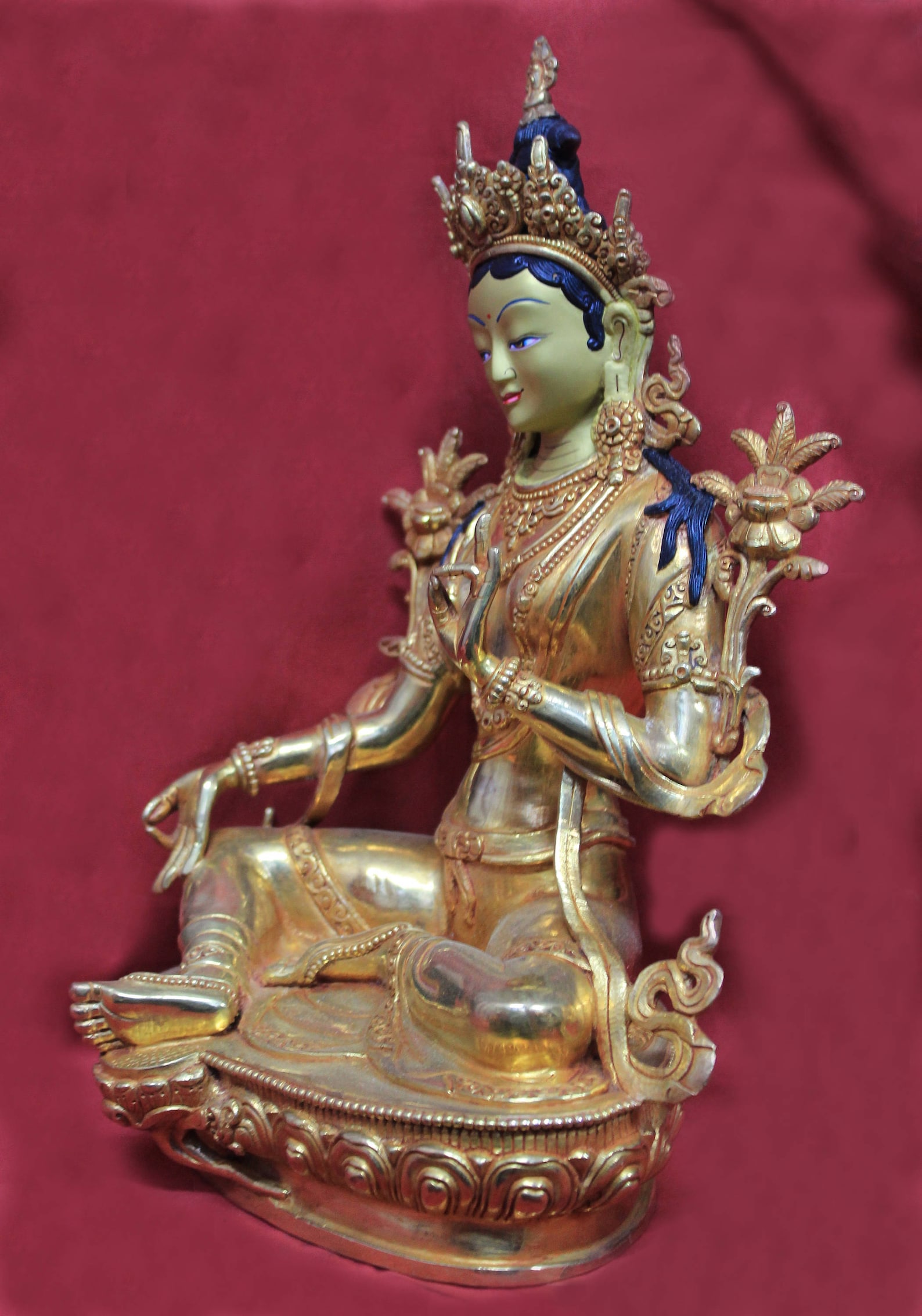Green Tara Statue Full Gold Plated Handmade in Nepal - Etsy
