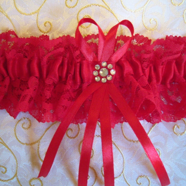 Red Wedding Garter - Etsy UK