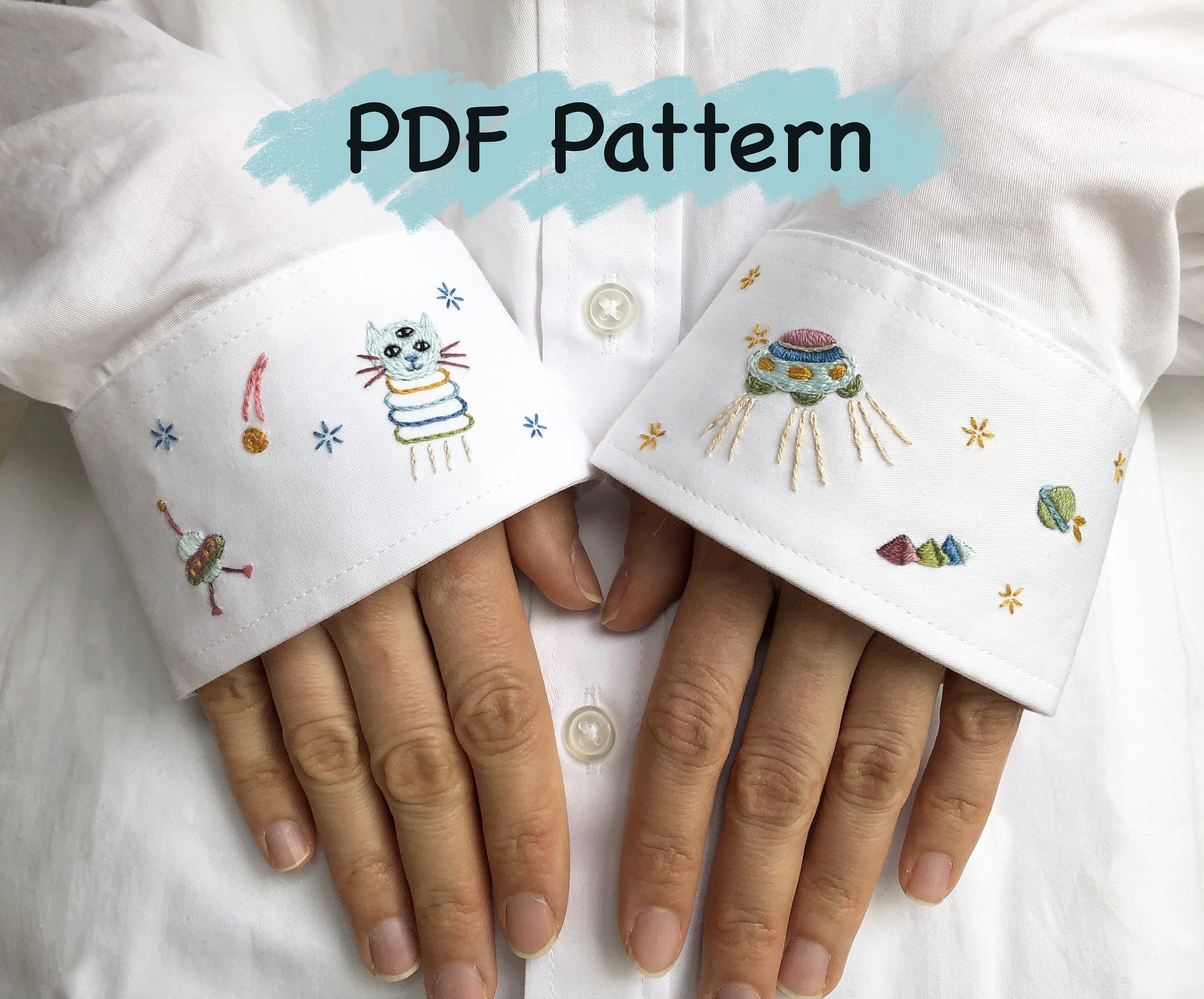 Space Theme Embroidery PDF Pattern | Modern Hand Embroidery | DIY Alien ...
