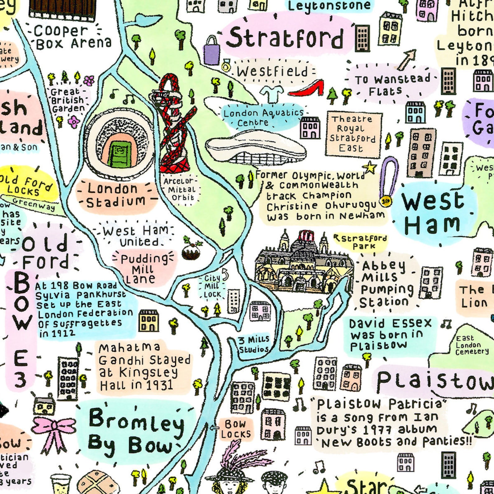 Illustrated Map of East London History and Culture, Famous London ...