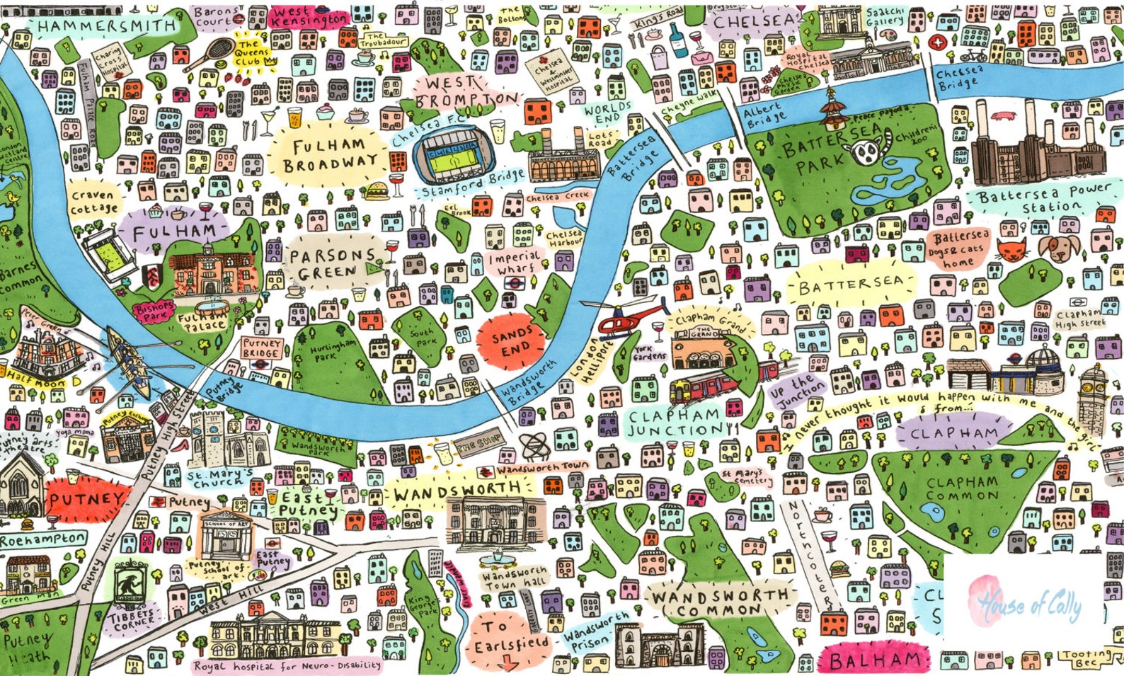 Illustrated Map of South West London, Limited Edition, 2nd Edition ...