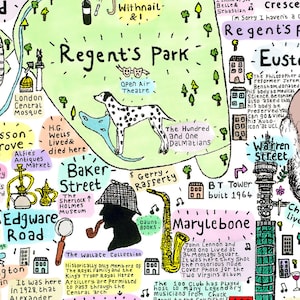 Illustrated Map of Central London History and Culture, Famous London ...