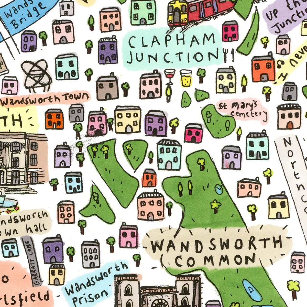 Illustrated Map of South West London, Limited Edition, 2nd Edition ...