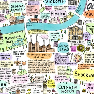 Illustrated Map of South West London History and Culture, Famous London ...