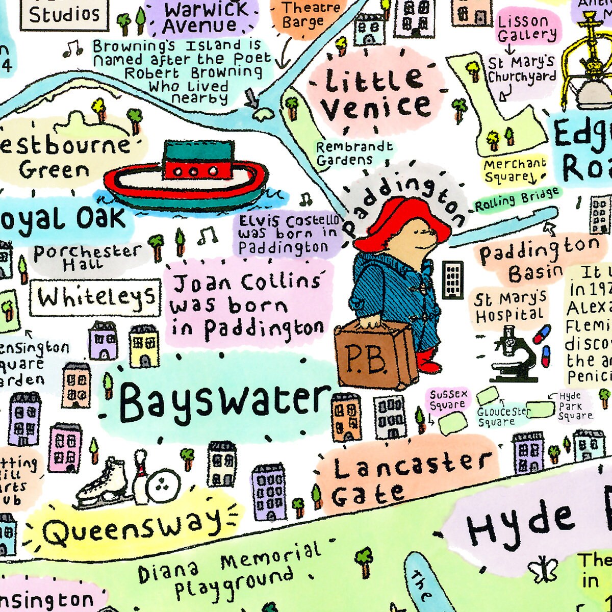 Illustrated Map of North West London History and Culture - Etsy