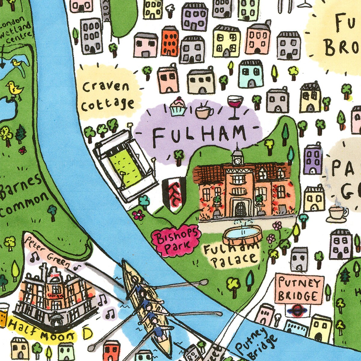 Illustrated Map of South West London, Limited Edition, 2nd Edition ...