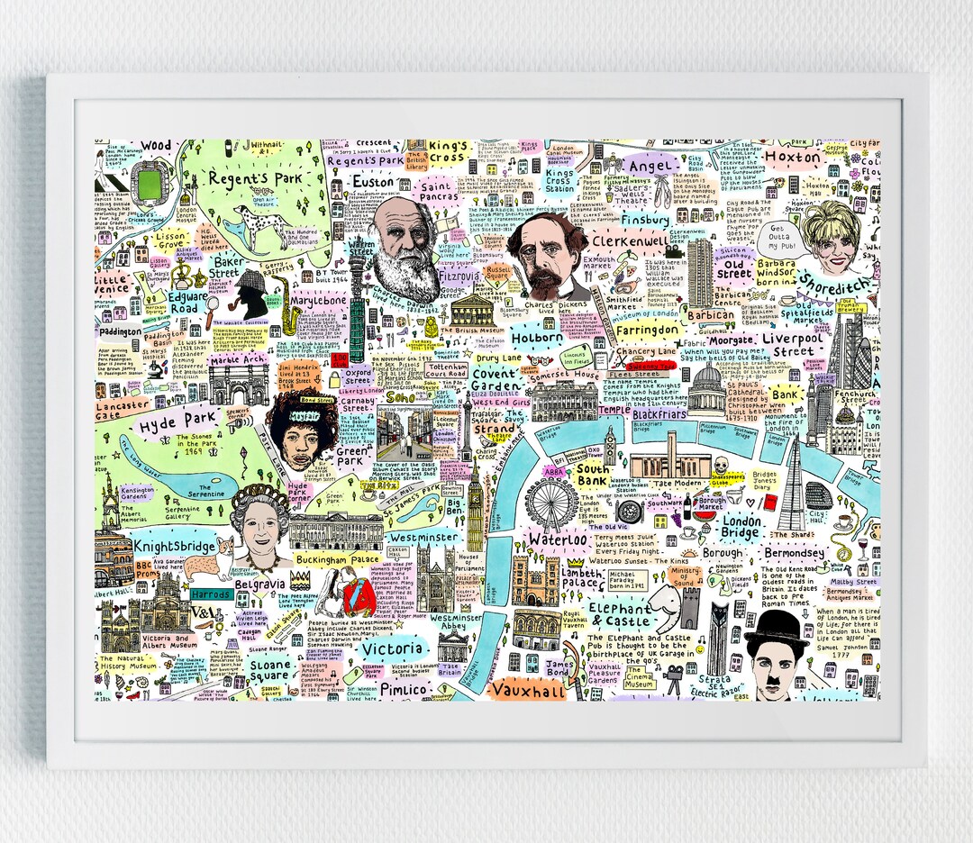 Illustrated Map of Central London History and Culture, Famous London ...