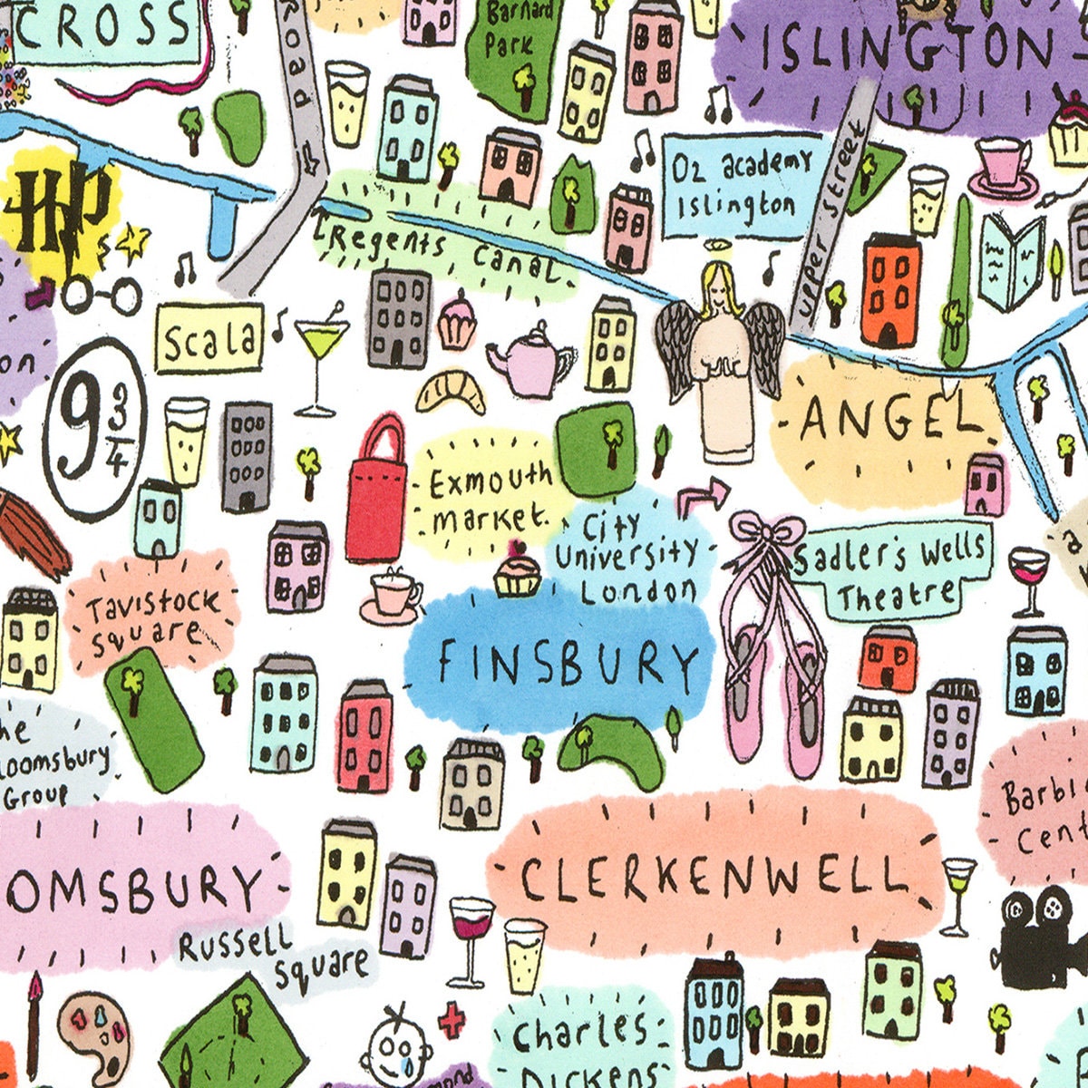 Illustrated Map of North London, Famous London Streets, London ...