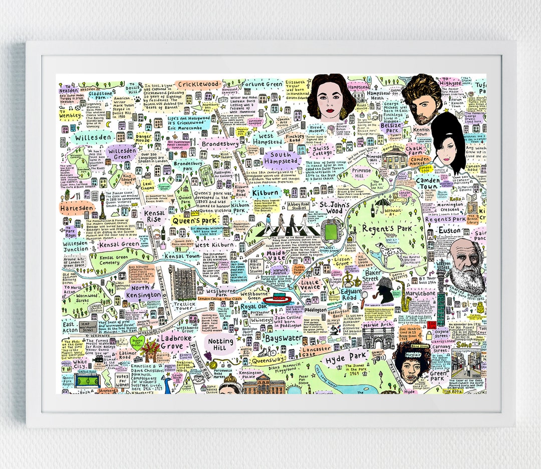 Illustrated Map of North West London History and Culture, Famous London ...