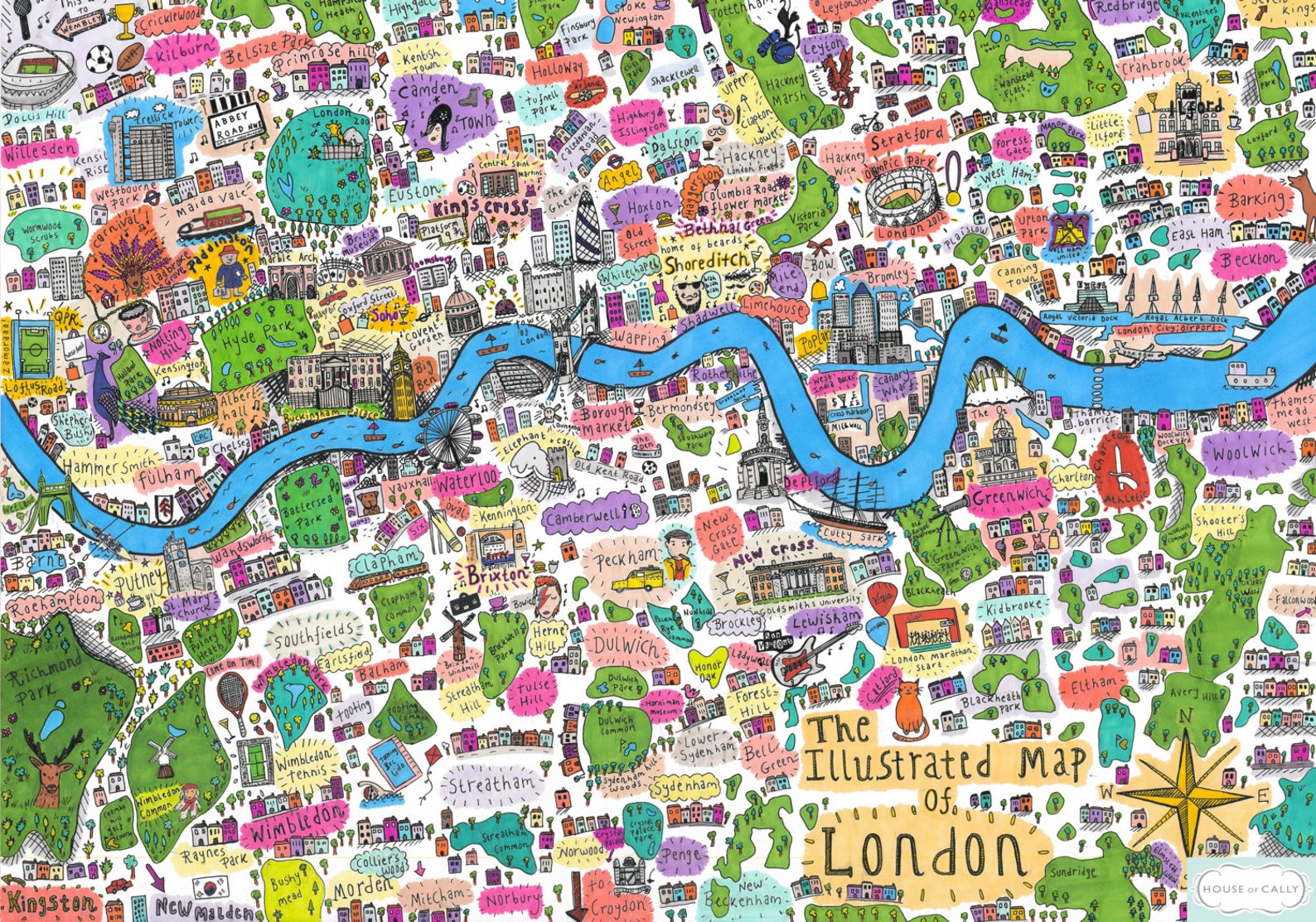Illustrated Map of London First Edition, Famous London Streets, London ...