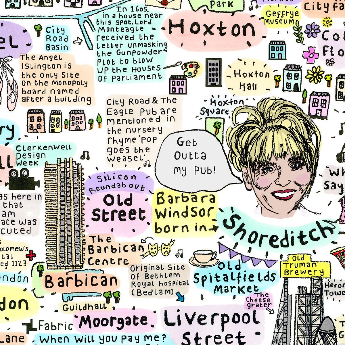 Illustrated Map of Central London History and Culture, Famous London ...