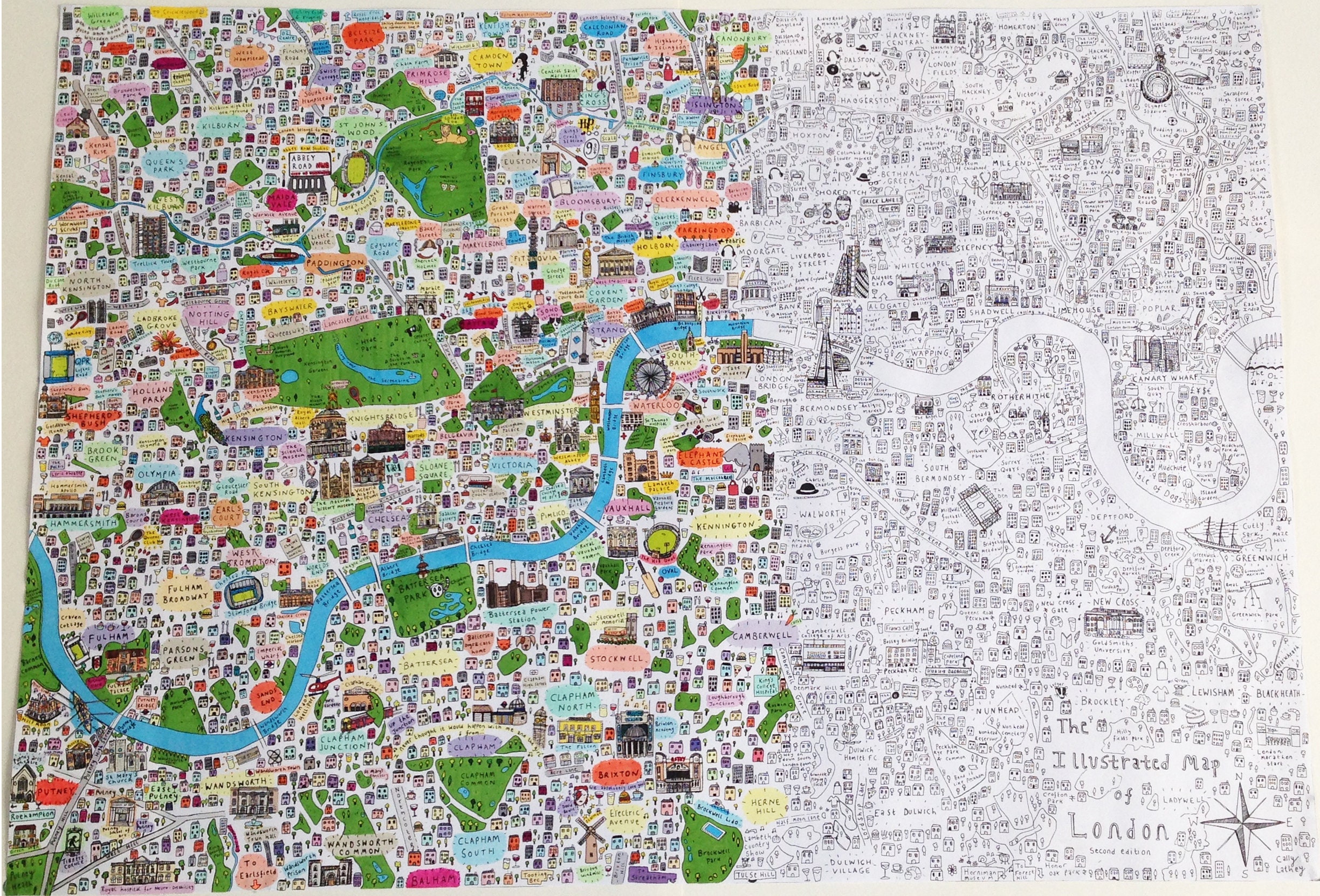 London Map Colouring Poster, London Wall Art, Mindfulness Colouring ...