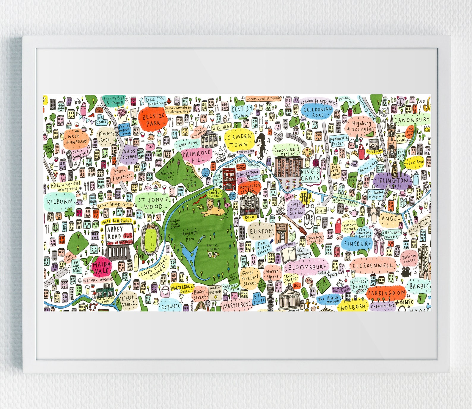 Illustrated Map of North London, Famous London Streets, London ...