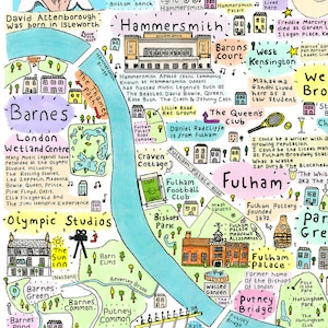 Illustrated Map of South West London History and Culture, Famous London ...