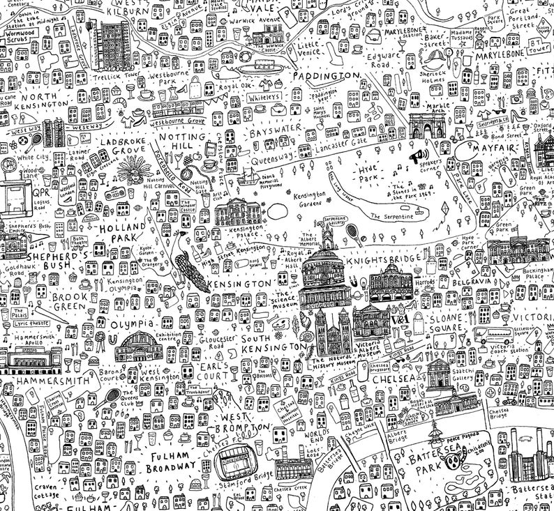 London Map Colouring Poster, London Wall Art, Mindfulness Colouring ...